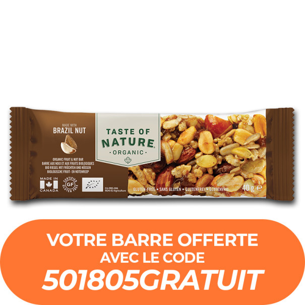TASTE OF NATURE - BARRE DE CEREALES BRAZIL NUT 40G ECHANTILLON x1 BIO